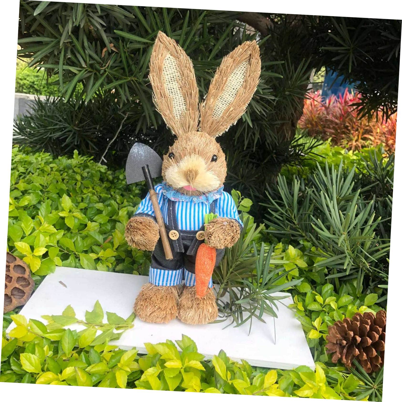 IMIKEYA Handmade Straw Rabbit Woven Bunny Statue Woven Easter Bnunny Garden Sculpture Spring Rabbit Figurines Rabbit Decoration Outdoor Tabletop Decor Bunny Decor Manual Dead Grass Lovers