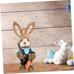 IMIKEYA Handmade Straw Rabbit Woven Bunny Statue Woven Easter Bnunny Garden Sculpture Spring Rabbit Figurines Rabbit Decoration Outdoor Tabletop Decor Bunny Decor Manual Dead Grass Lovers