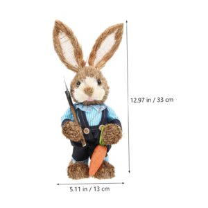 IMIKEYA Handmade Straw Rabbit Woven Bunny Statue Woven Easter Bnunny Garden Sculpture Spring Rabbit Figurines Rabbit Decoration Outdoor Tabletop Decor Bunny Decor Manual Dead Grass Lovers