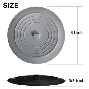 2 Pack - Black and Gray 6" Kitchen Sink and Bathtub Stoppers Set for Standard Kitchen Sink Drain and Bathtub Drain