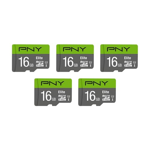 PNY 16GB Elite Class 10 U1 microSDHC Flash Memory Card 5-Pack - 85MB/s, Class 10, U1, Full HD, UHS-I, Micro SD