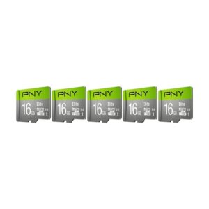 PNY 16GB Elite Class 10 U1 microSDHC Flash Memory Card 5-Pack - 85MB/s, Class 10, U1, Full HD, UHS-I, Micro SD