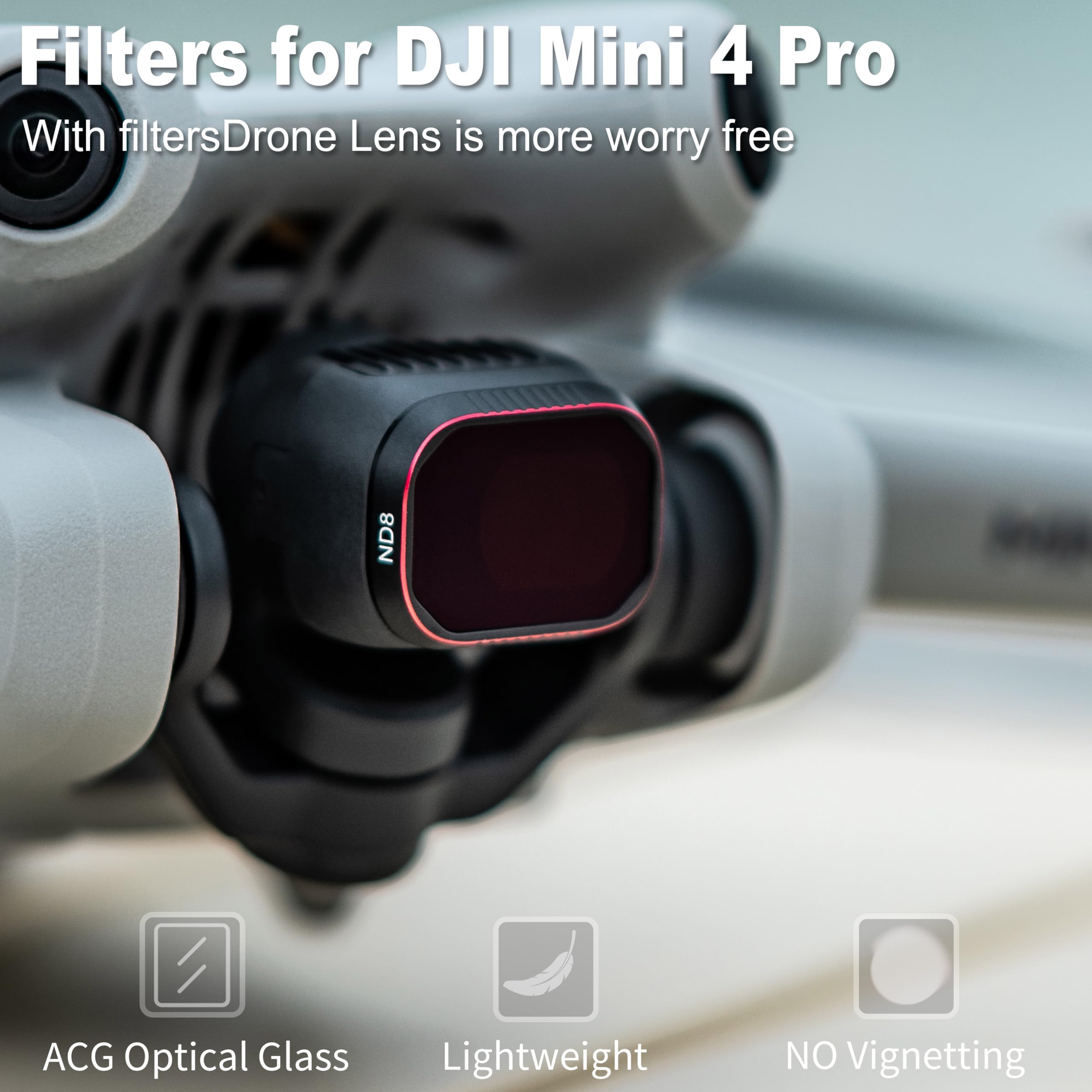 STARTRC ND Filters Set for DJI Mini 4 Pro Accessories -6 Pack (ND8,ND16,ND32,ND64,ND256,CPL)(Aluminum Version)