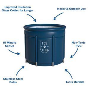 ICE TUB Portable Ice Bath for Athletes with Lid, Pump, Manual, and Anti-Leak Materials: 100 Gallons Cold Water Therapy Tub for Indoors and Outdoors, 5 Layer Cold Plunge Pool