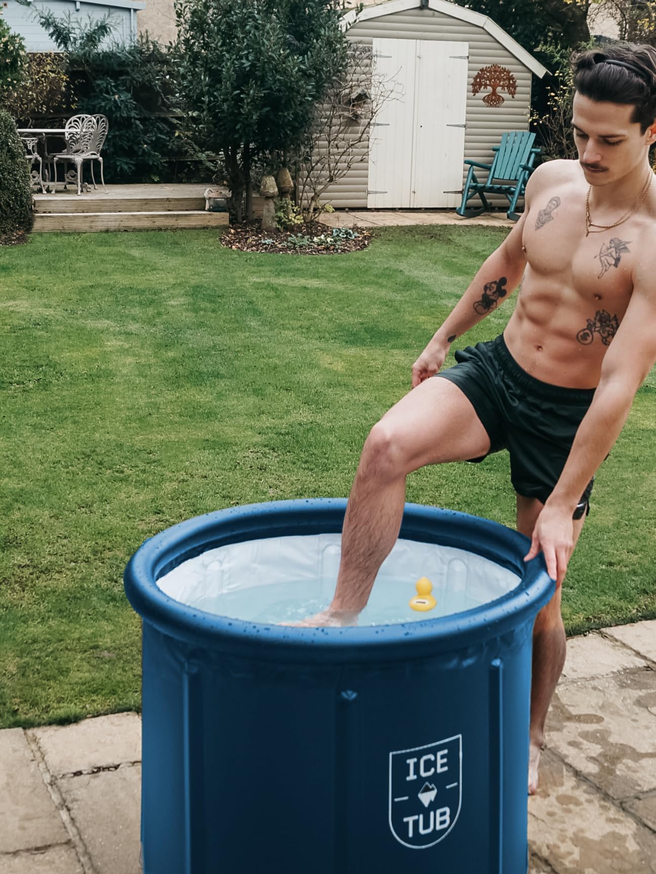 ICE TUB Portable Ice Bath for Athletes with Lid, Pump, Manual, and Anti-Leak Materials: 100 Gallons Cold Water Therapy Tub for Indoors and Outdoors, 5 Layer Cold Plunge Pool