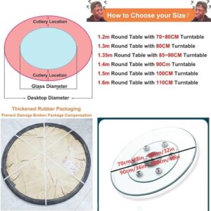 EMENAR 24-40in Heavy Duty Rotating Tray Kitchen Lazy Susan Turntable Rotatable Tempered Glass Serving Plate For Family Dinners Birthday Parties (Size : 70cm/27in)