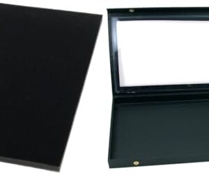 FindingKing Foam Insert 144 Ring Slot & Black Glass Top Jewelry Case (Snap close lid)