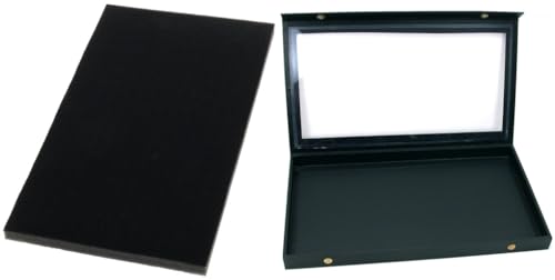 FindingKing Foam Insert 144 Ring Slot & Black Glass Top Jewelry Case (Snap close lid)