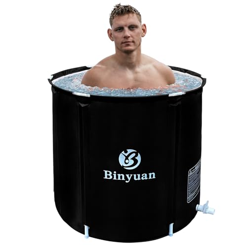 BINYUAN Ice Bath Tub for Athletes Portable Cold Plunge Tub Ice Bath Cold Plunge Tub Outdoor Ice Barrel Ice Bath Tub For Adults Cold Therapy Tub for Recovery Black (29.5"Φ x 26.8"H)