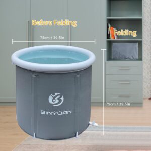 BINYUAN Ice Bath Tub for Athletes Portable Cold Plunge Tub Ice Bath Cold Plunge Tub Outdoor Ice Barrel Ice Bath Tub For Adults Cold Therapy Tub for Recovery Black (29.5"Φ x 26.8"H)