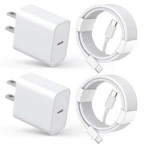 IIOZO iPhone 15 Pro Max Charger Fast Charging, 2 Pack PD 20W Type C Fast Charger Block with 2 Pack 6FT USB C to USB C Cable Compatible for iPhone 15/15 Plus/15 Pro Max/15 Pro Max, iPad Pro/Air/Mini