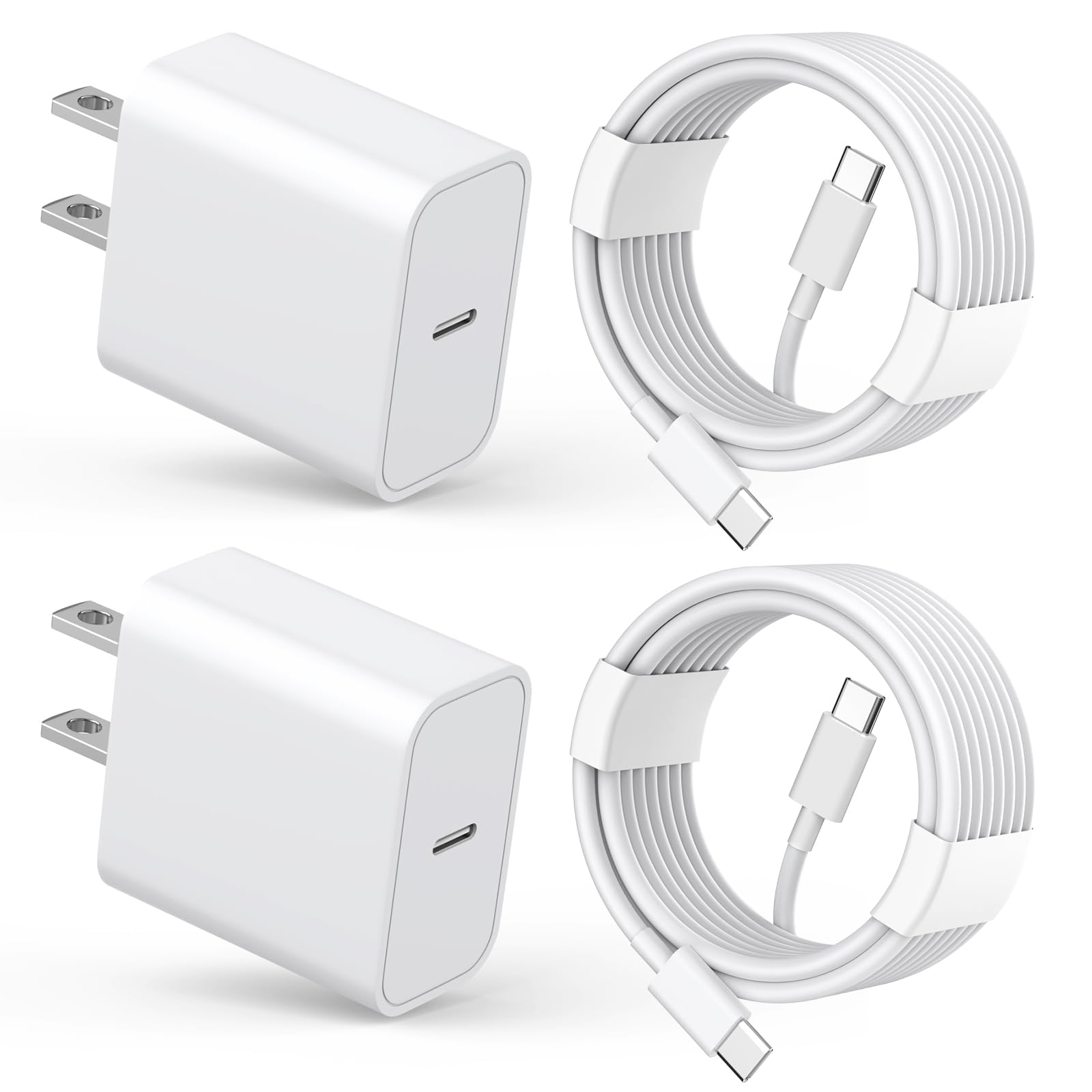 IIOZO iPhone 15 Pro Max Charger Fast Charging, 2 Pack PD 20W Type C Fast Charger Block with 2 Pack 6FT USB C to USB C Cable Compatible for iPhone 15/15 Plus/15 Pro Max/15 Pro Max, iPad Pro/Air/Mini