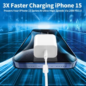 IIOZO iPhone 15 Pro Max Charger Fast Charging, 2 Pack PD 20W Type C Fast Charger Block with 2 Pack 6FT USB C to USB C Cable Compatible for iPhone 15/15 Plus/15 Pro Max/15 Pro Max, iPad Pro/Air/Mini