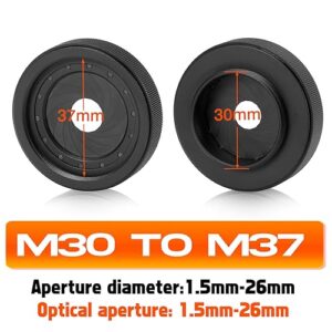 Adjustable Iris Aperture Diaphragm Filter Pack M30 to M37 Iris Aperture Diaphragm Adapter Optical Diaphragm 1.5-26mm Lens Module Adapter Ring PVS-14 PVS 14 Optics