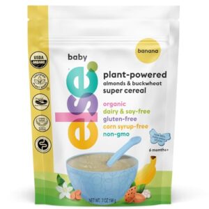 else nutrition baby cereal stage 1 for 6 months+, high iron, plant protein, organic, whole foods, vitamins and minerals (banana-high iron, 1 pack)