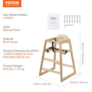 VEVOR Wooden Double Solid Wood Feeding, Eat & Grow Portable High, Easy to Clean Baby Booster Seat, Compact Toddler Chair, Natural