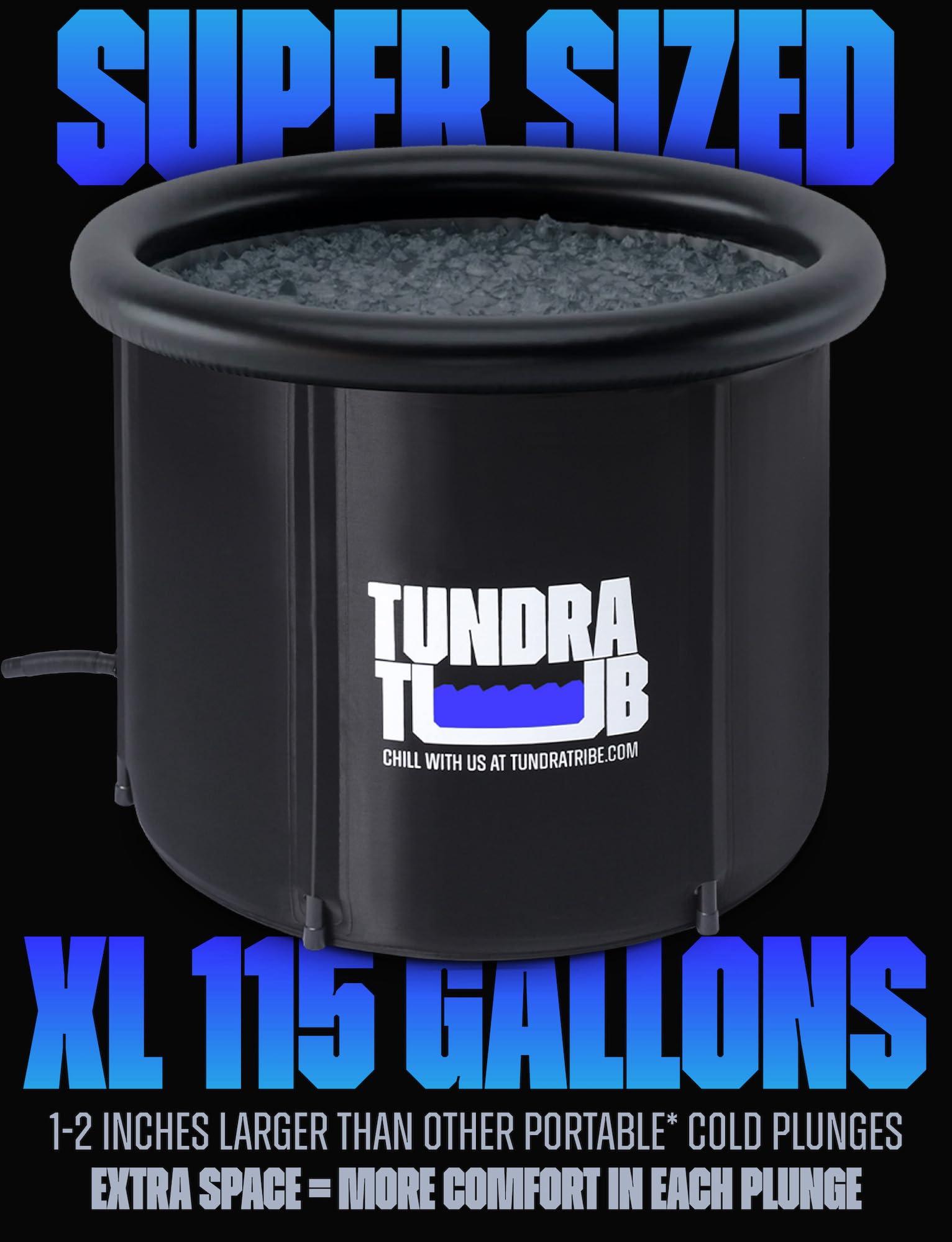 TUNDRA TUB XL Cold Plunge - 115 Gallon Ice Bath for Athletes & Recovery | Cold Therapy Pod includes Cover, Travel Bag, Ice Pack, Pump, Thermometer & Beanie | Recover & Boost Energy | USA Based (TTXL1)