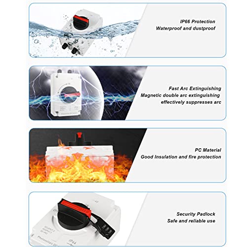 Photovoltaic DC Switch 32A 4P PV DC Isolator Switch IP66 Waterproof PV DC Changeover Switch for RVs Ship Power Systems