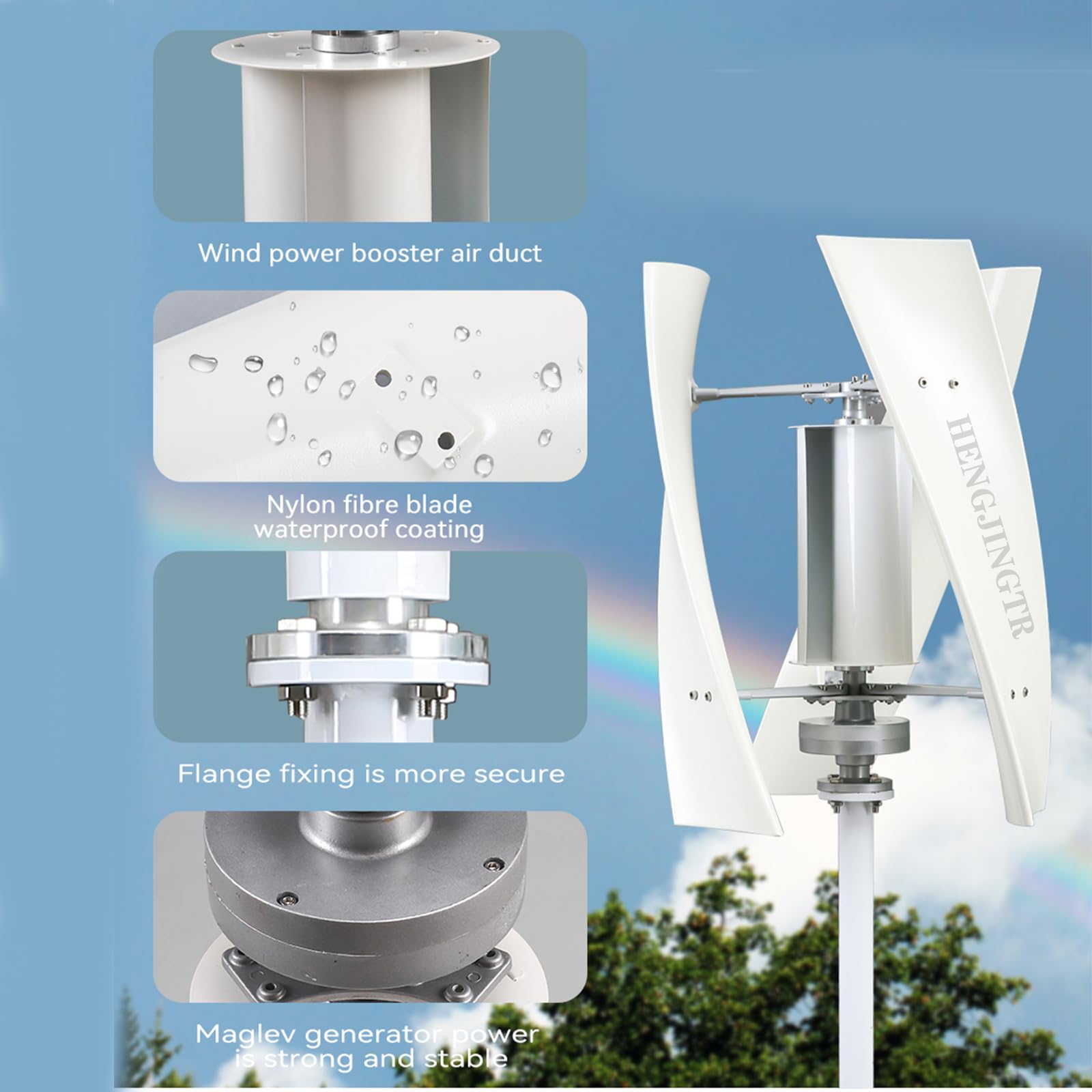 HENGJINGTR 12000W Vertical Axis Wind Turbine Generator, 110V 220V Windmill 220V AC Output Household Kit with Controller,12v