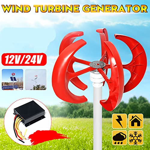 HENGJINGTR 12V/24V Low Noise High Efficiency Vertical Wind Turbine Generator,5000W Vertical Wind Turbine Generator Windmill Motor for Hybrid Wind Solar System,12v