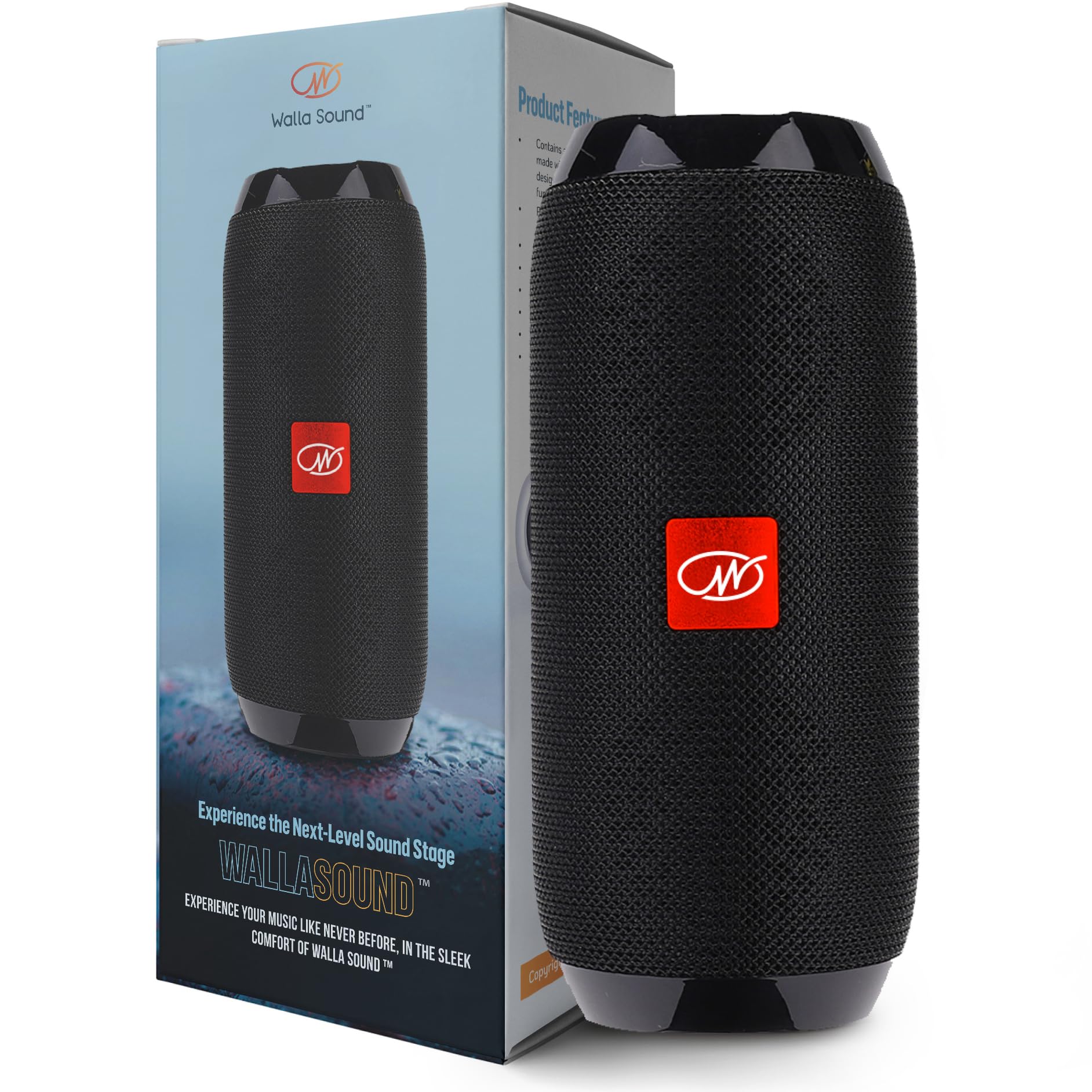 WALLA SOUND Bluetooth Speaker & FM Radio - IPX5 Waterproof Portable Wireless Speaker with BT 5.3, Stereo Sound, Micro SD Card MP3 Player, TWS Pairing & Built-in Mic for Home, Outdoors, Travel