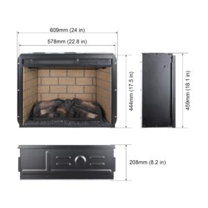 23 Inch Electric Fireplace Insert, Infrared Quartz Heater with Wall Tiles Background, 1500 W, 5018 BTU, Overheating Protection, Remote, Timer