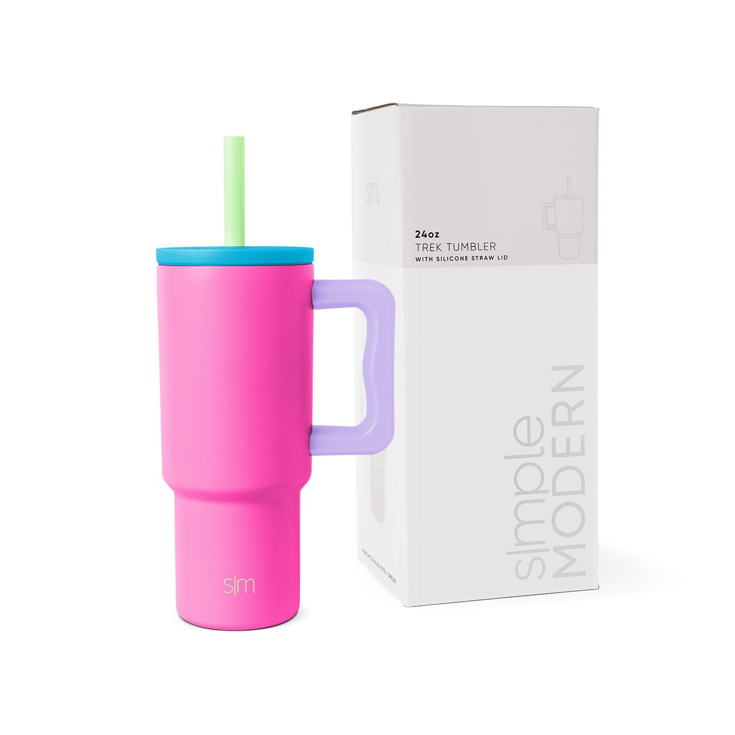 Simple Modern Kids 24 oz Tumbler with Handle and Silicone Straw Lid | Spill Proof and Leak Resistant | Reusable Stainless Steel Bottle | Gift for Kids Boys Girls | Trek Collection | 80s Mix