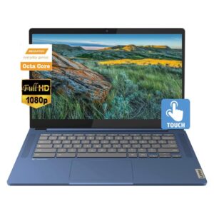 lenovo 2023 newest ideapad slim 3, 14" (1920 x 1080) fhd touchscreen chromebook slim thin laptop, 8-core mediatek kompanio 520, 4gb ram, 64gb emmc, wifi 6, chrome os, abyss blue, eat 64gb micro sd