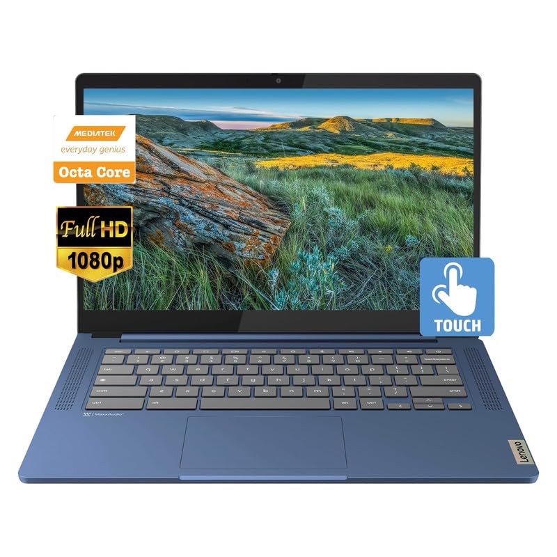 Lenovo 2023 Newest Ideapad Slim 3, 14" (1920 x 1080) FHD Touchscreen Chromebook Slim Thin Laptop, 8-Core MediaTek Kompanio 520, 4GB RAM, 64GB eMMC, WiFi 6, Chrome OS, Abyss Blue, EAT 64GB Micro SD