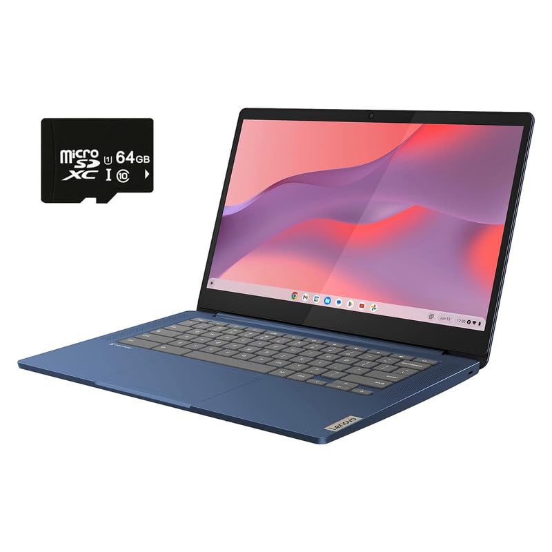 Lenovo 2023 Newest Ideapad Slim 3, 14" (1920 x 1080) FHD Touchscreen Chromebook Slim Thin Laptop, 8-Core MediaTek Kompanio 520, 4GB RAM, 64GB eMMC, WiFi 6, Chrome OS, Abyss Blue, EAT 64GB Micro SD