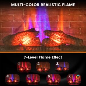 COSTWAY Electric Fireplace with 3-Sided Glass 27-inch Wide, 1400W Freestanding Fireplace Heater with Remote Control, 7-Level Vivid Flame, Thermostat, 0.5-6H Timer, Overheating Protection, Natural