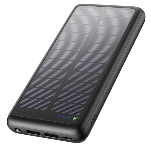 Hiluckey Solar Charger 27000mAh Power Bank USB C Portable Solar Charger with 3 USB Ports 5V/3A Fast Charging External Battery Pack for Cell Phone Tablet