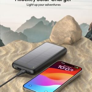 Hiluckey Solar Charger 27000mAh Power Bank USB C Portable Solar Charger with 3 USB Ports 5V/3A Fast Charging External Battery Pack for Cell Phone Tablet