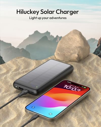 Hiluckey Solar Charger 27000mAh Power Bank USB C Portable Solar Charger with 3 USB Ports 5V/3A Fast Charging External Battery Pack for Cell Phone Tablet