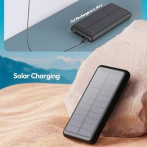 Hiluckey Solar Charger 27000mAh Power Bank USB C Portable Solar Charger with 3 USB Ports 5V/3A Fast Charging External Battery Pack for Cell Phone Tablet