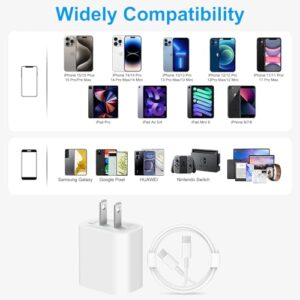 iPhone 15 Charger Fast Charging - 2 Pack 20W USB C Wall Charger Block with 6Ft Type C Cable for iPhone 15/15 Pro/15 Pro Max, iPad Pro, Air 5/4, 10th, Samsung Galaxy and Android Phone