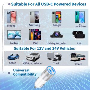 【MFi Certified】iPhone 15 Fast Car Charger, Braveridge 4.8A USB Car Charger Fast Charging Cigarette Lighter USB-C Car Charger+2Pack Type-C Charge Cable for iPhone 15 Plus/15 Pro/15 Pro Max/iPad Pro/Air