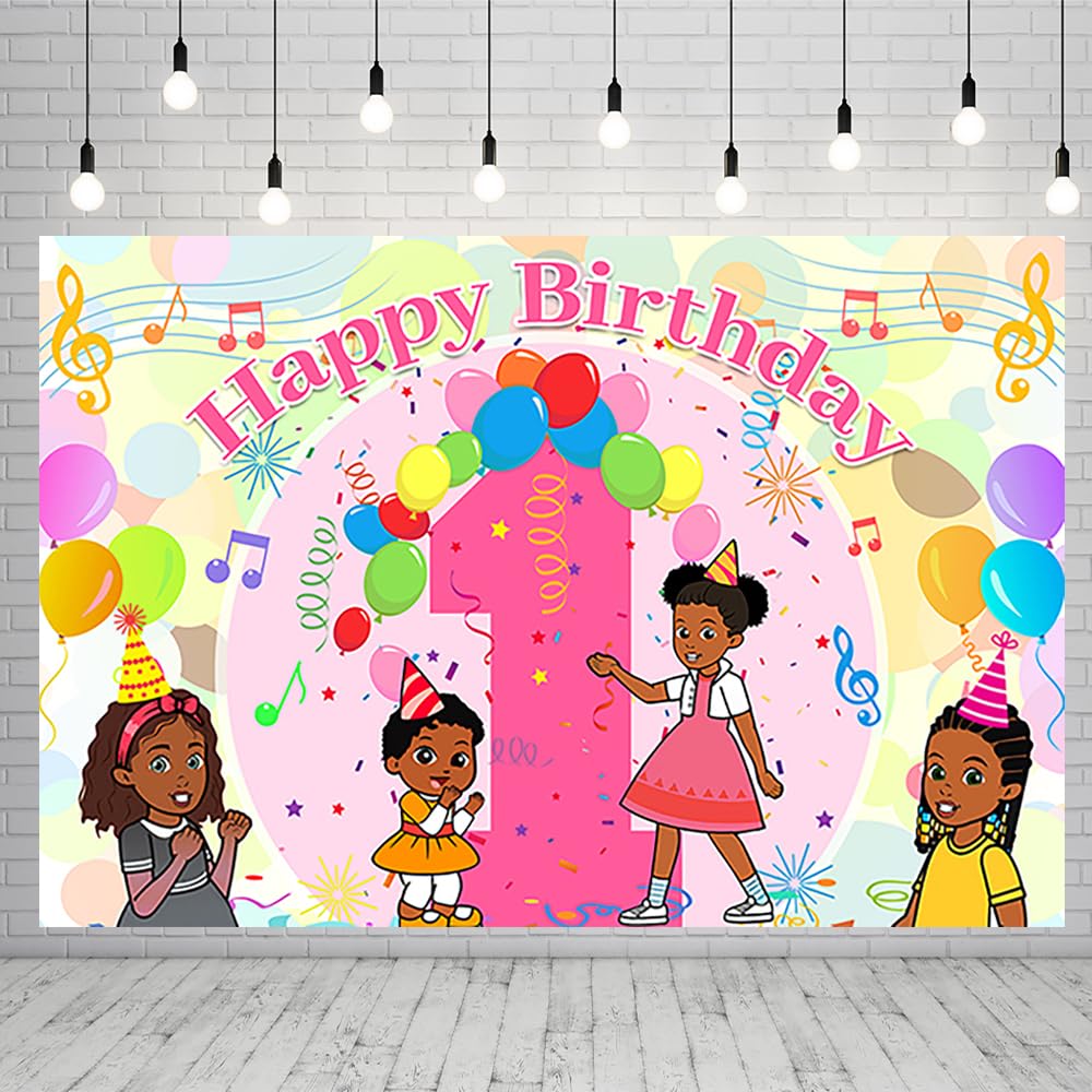 Black Girl Backdrop for 1st Birthday Party Supplies 59x38in Girl Banner for Baby Shower Birthday Party Decoration