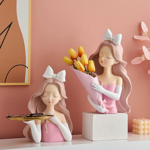 XINGYUANHE Princess Tray Storage Decoration Craft Balloon Girl Statues Home Accessories for Cabinet Living Room Birthday Gift