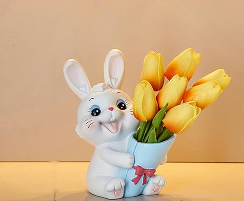 XINGYUANHE Lovely Rabbit Tray Sculpture Home Living Room Decor Statue Room Decor Easter Decoration Resin Ornaments Gifts