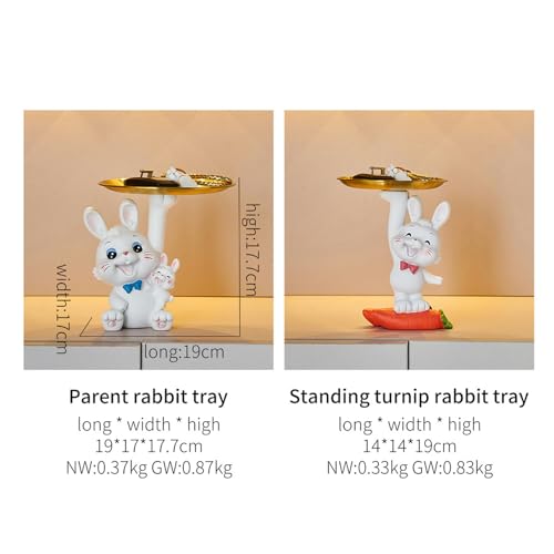 XINGYUANHE Lovely Rabbit Tray Sculpture Home Living Room Decor Statue Room Decor Easter Decoration Resin Ornaments Gifts