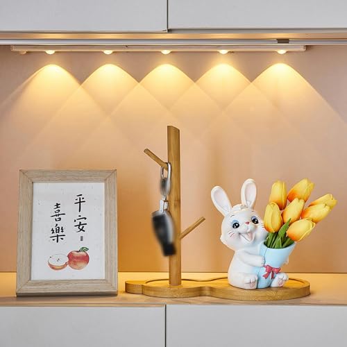 XINGYUANHE Lovely Rabbit Tray Sculpture Home Living Room Decor Statue Room Decor Easter Decoration Resin Ornaments Gifts