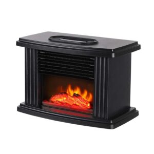 Atyhao Mini Electric Fireplace Tabletop Portable Heater Room Heater, Reali stic Flame Effect, ABS Body, Cozy (Black)