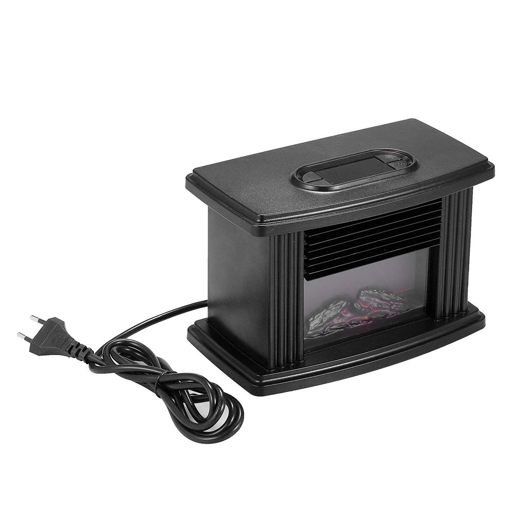 Atyhao Mini Electric Fireplace Tabletop Portable Heater Room Heater, Reali stic Flame Effect, ABS Body, Cozy (Black)