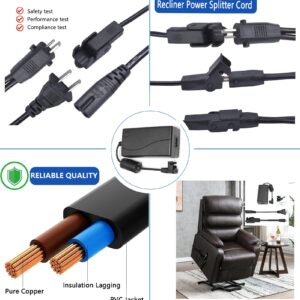 Ousaly 6.5 Feet Extension Cord for Lift Chair or Power Recliner, Replacement for Okin Limoss Lazy boy Pride Catnapper Lift Chair Power Recliner Power Supply Cable etc