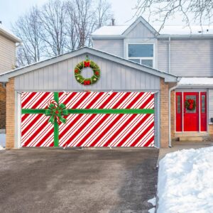 Hosuly 6.6 x 16ft Double Christmas Garage Door Banner Large Merry Christmas Hanging Backdrop Decorations Indoor Outdoor Christmas Garage Door Cover for Xmas Holiday Party (Candy Boxes Style)