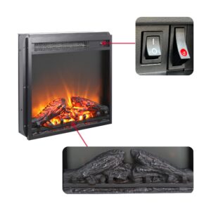 18 Inch Electric Fireplace Insert, Ultra Thin Heater with Log Set & Realistic Flame, Overheating Protection