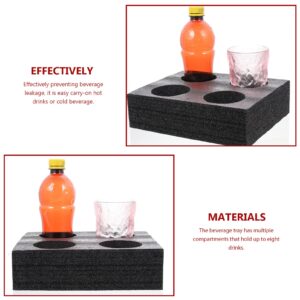 2Pcs Takeout Coffee Cup Bottle 8 Cup Carry Holder Black Takeout Cup Holders Foam Hot or Cold Drinks Cup Trays to Go Drink Holder for Package Delivery Service/162 (Color : Black 8 Hole ( Color : Black