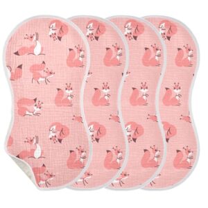 vvfelixl Little Cute Squirrels Burp Cloths for Baby Boy Girls Baby Washcloths Burp Rags 1 Pack Pink