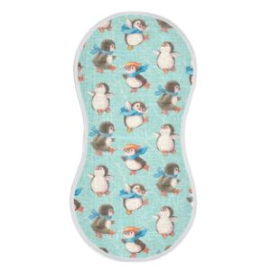 vvfelixl baby burp cloths cute penguins skates baby newborn cotton burping cloths set baby washcloths 4 pack blue